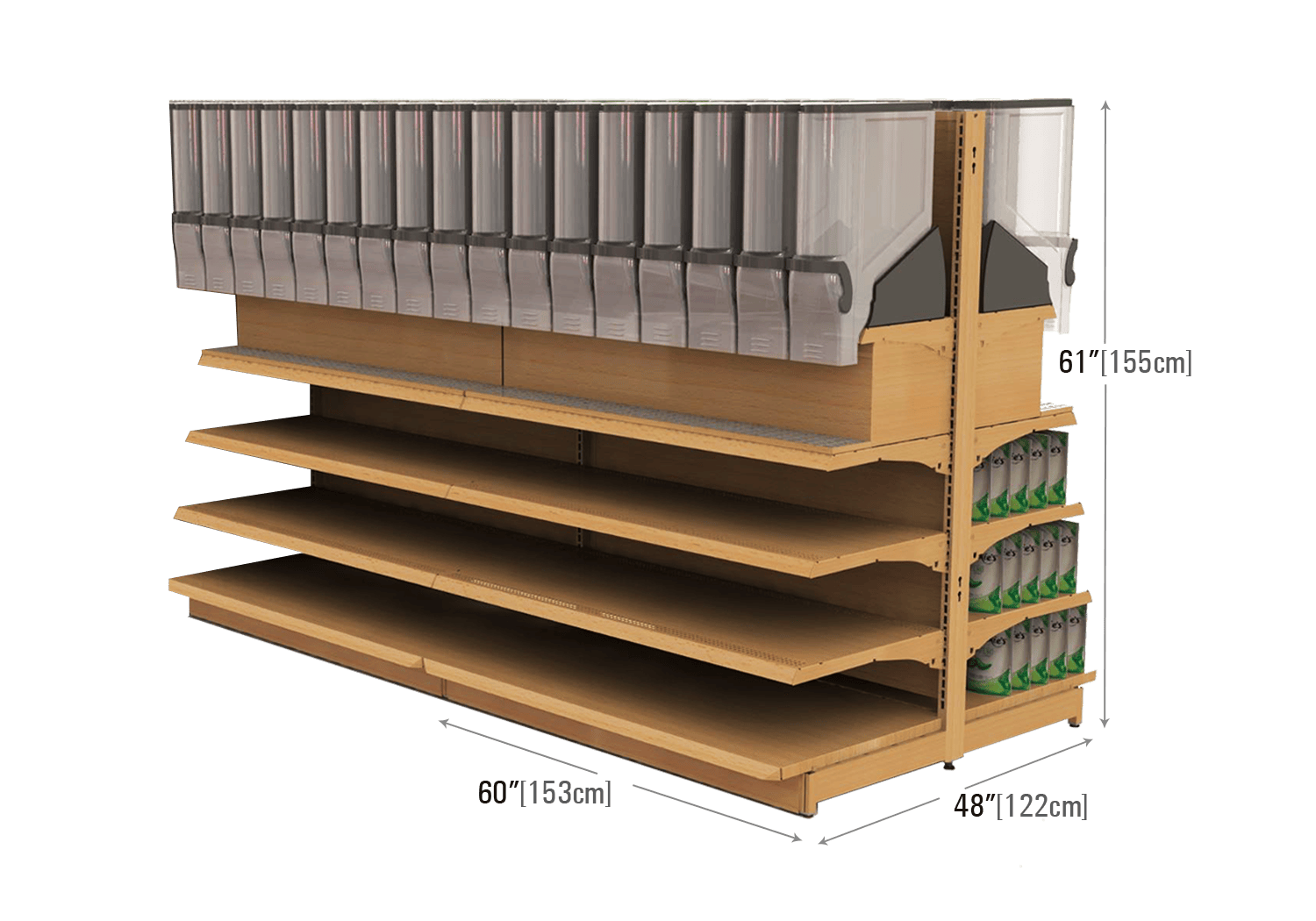 Premium Gravity Bins with Sturdy Metal Gondola