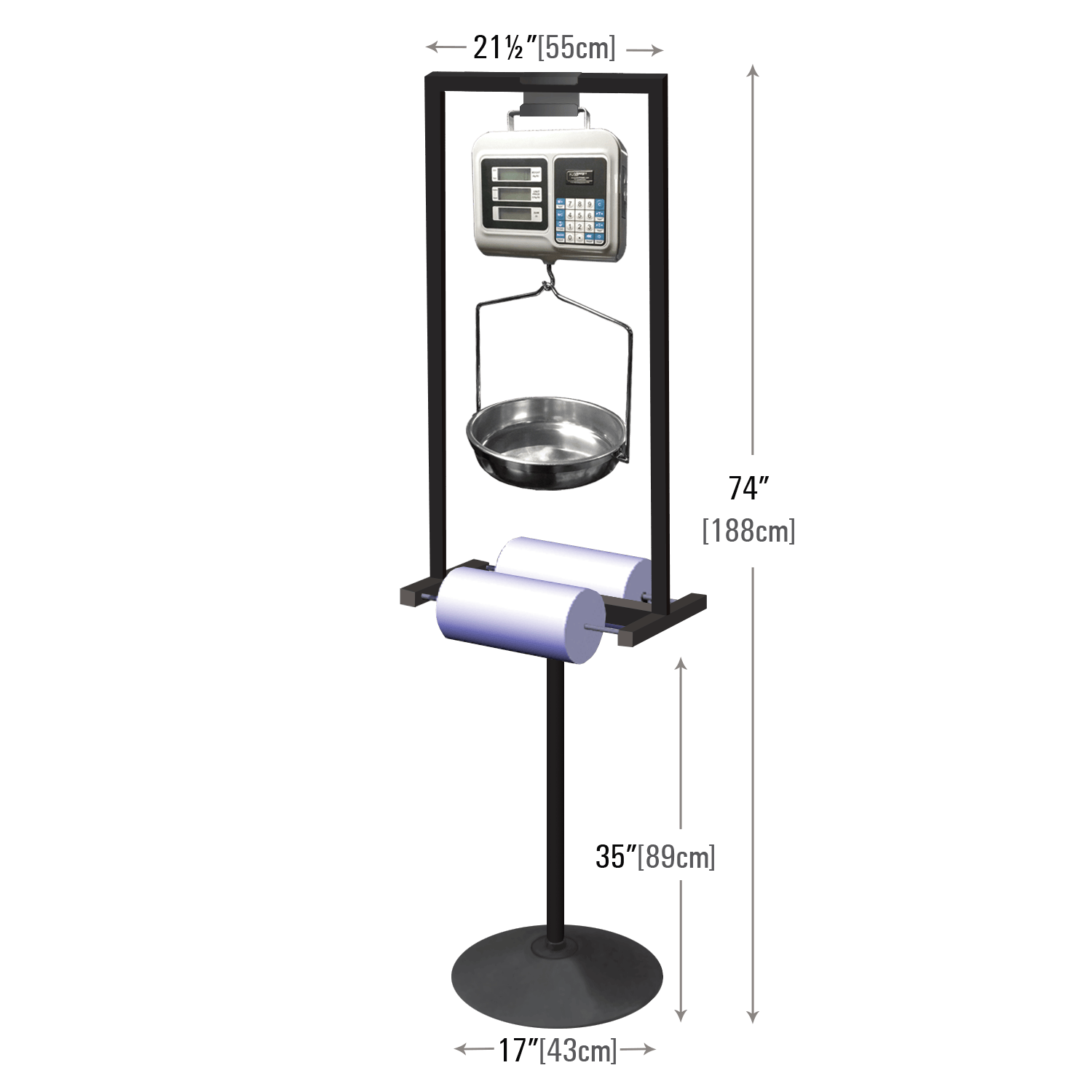 Mobile Scale & Dual Bag Stand - Durable Steel Display