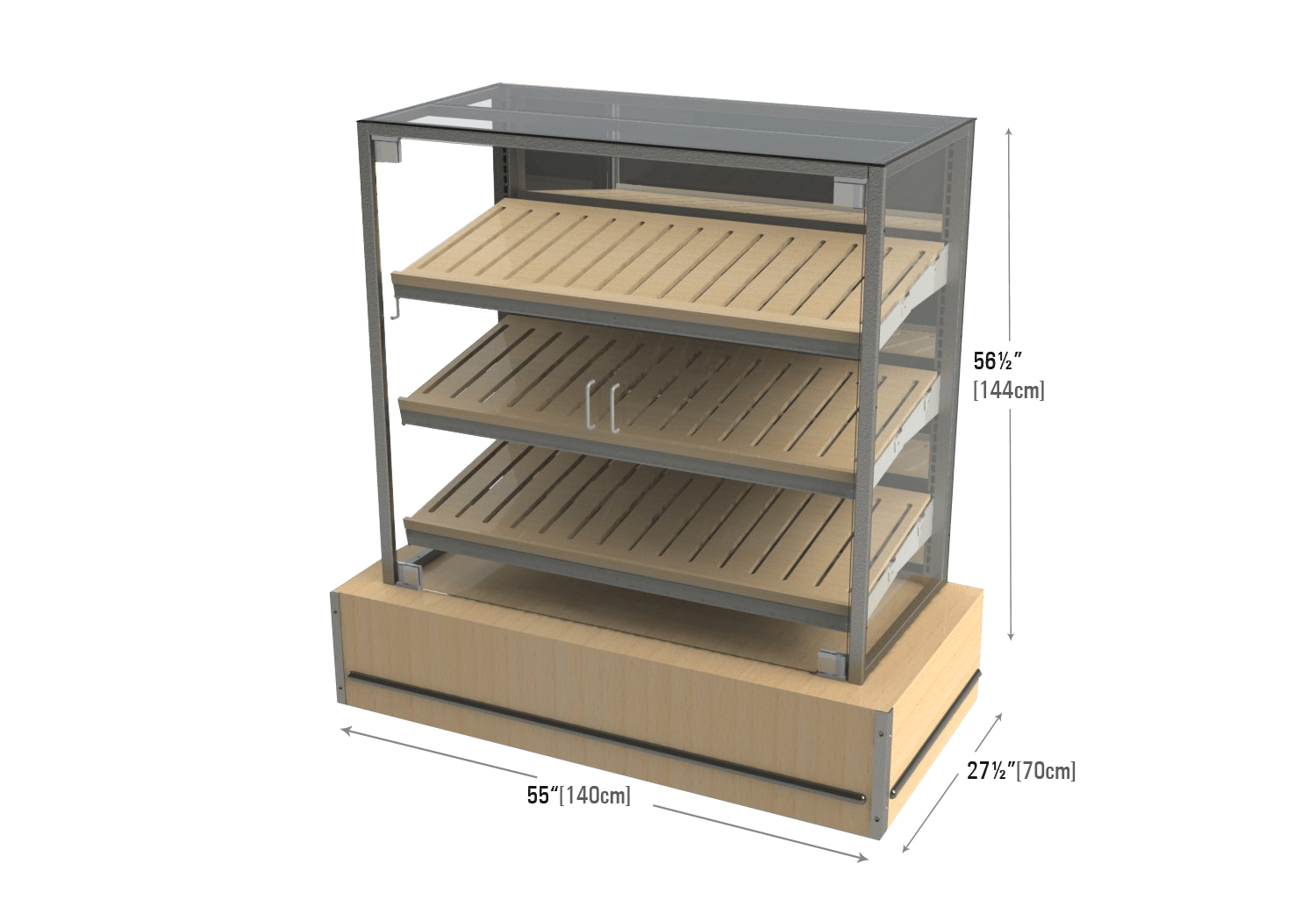 Stylish 3 Level Wood Bakery Display Shelves