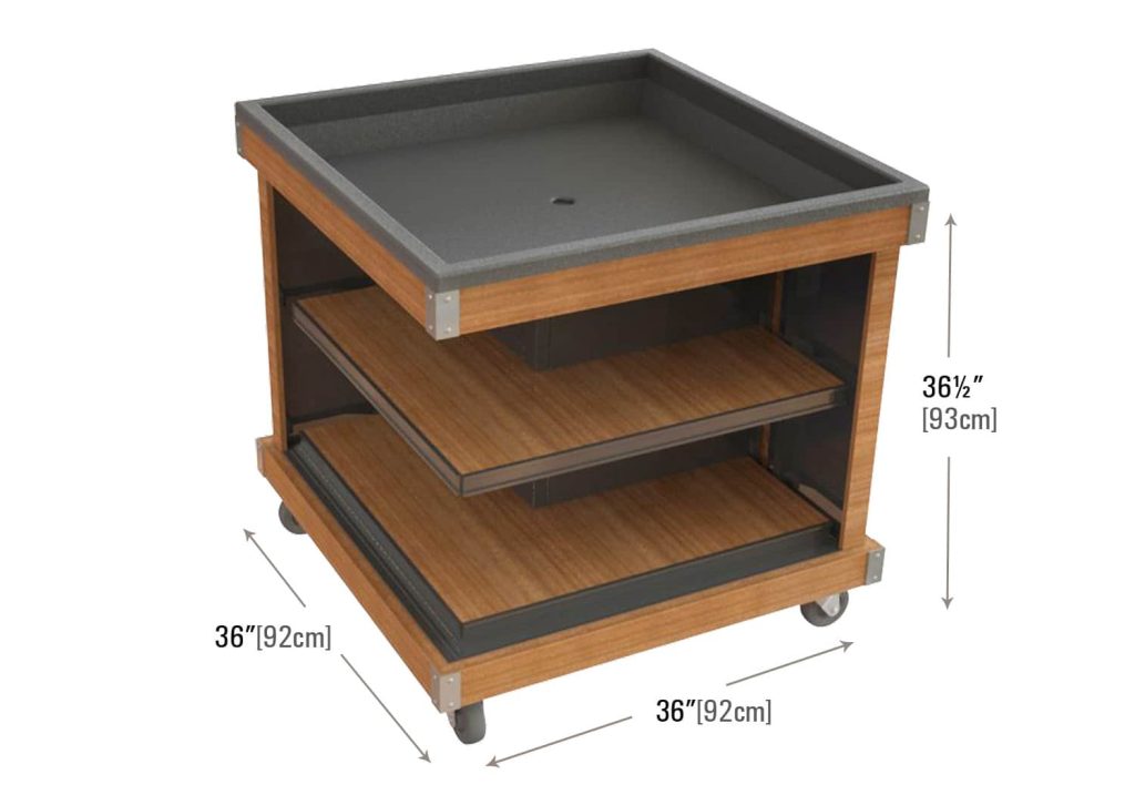 Orchard Bin with Mobile Two-Sided Shelves