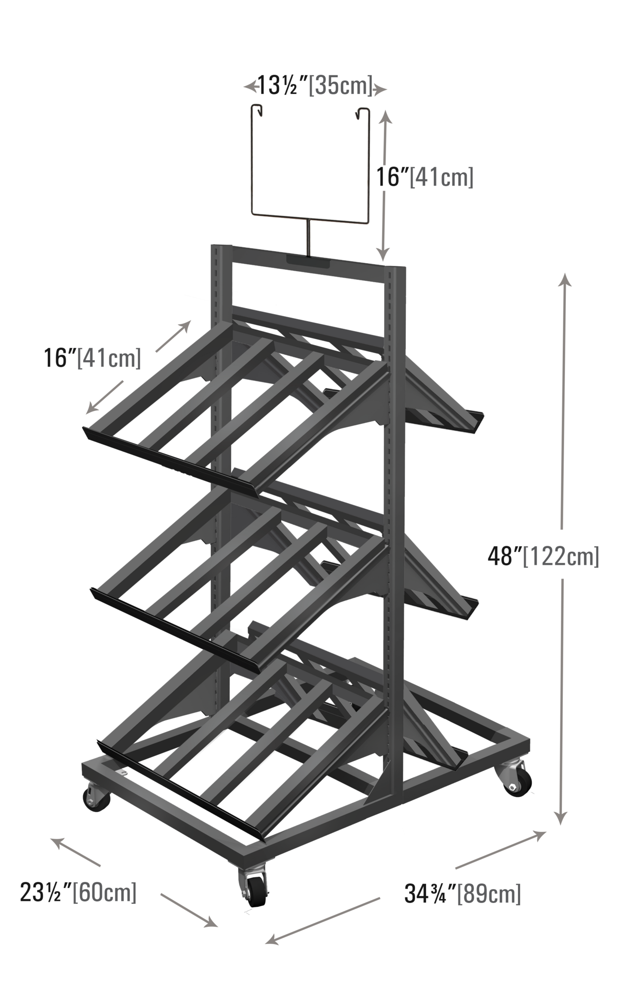 Three Shelf Mobile Display - Versatile & Stylish Storage