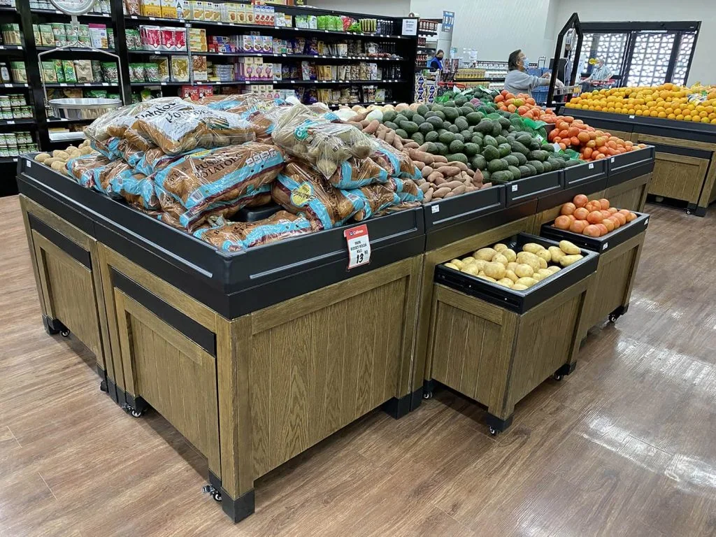 Orchard Bin Table with Mobile Storage Bins