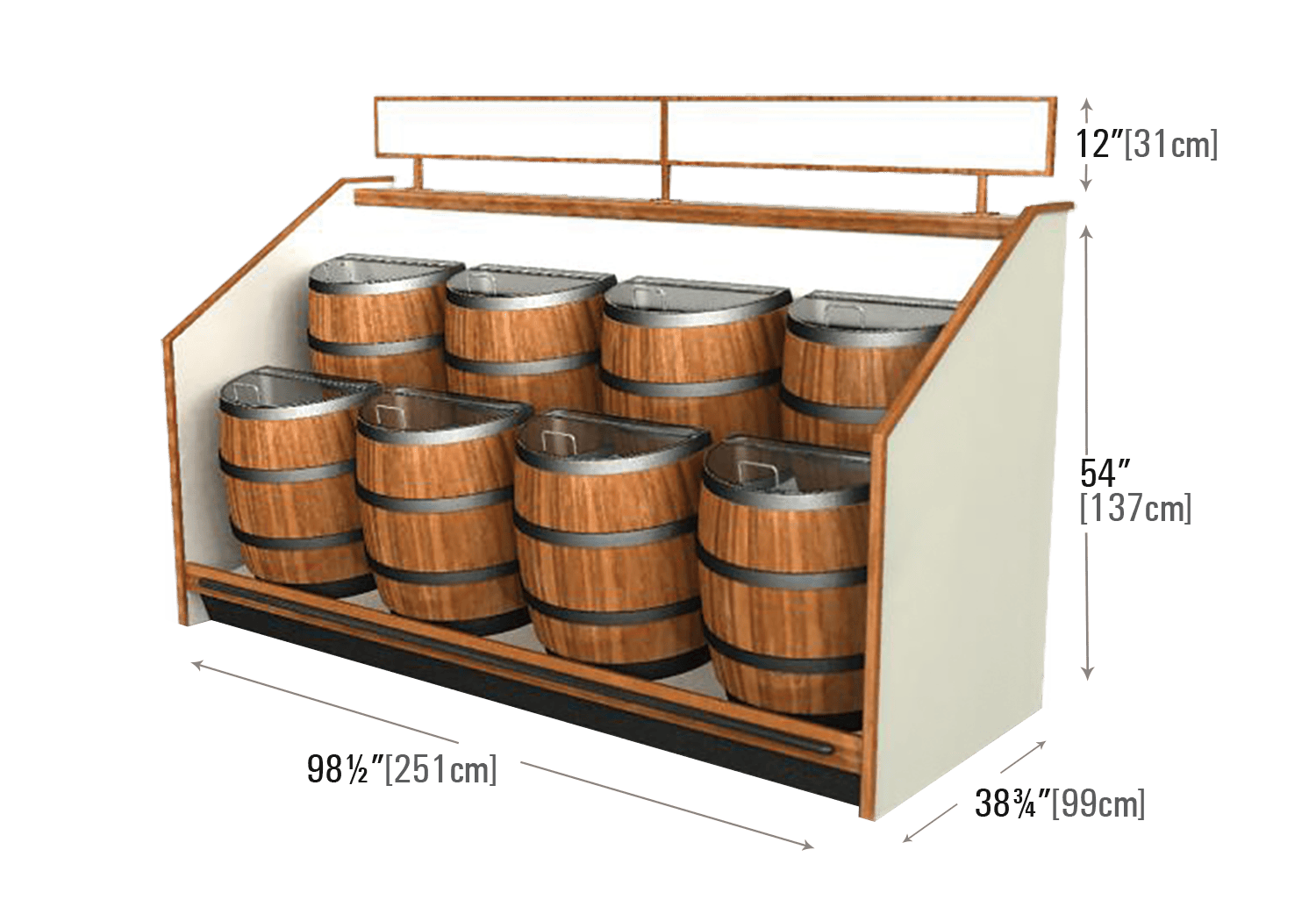 Customizable Barrels Floor Display Fixture
